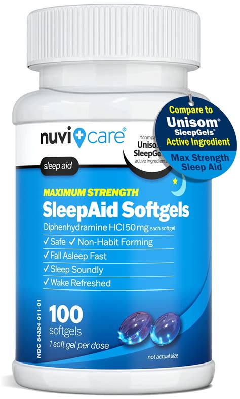 Nuvicare Maximum Strength Sleepaid Soft Gels Nighttime Sleep Aid With
