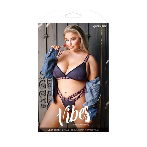 Sexy Bitch Bralette And Strappy Panty Set Queen Size