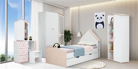 Emmie Bedroom Set 90x200cm Blush Pink And White