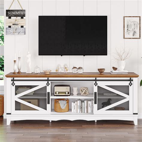 August Grove® 75 Rustic Tv Stand For Living Room With Barn Doors
