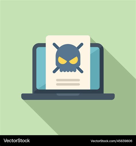 Malware Laptop Icon Flat Virus Error Royalty Free Vector