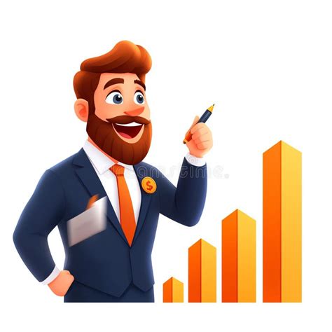 A Cheerful Businessman With A Beard Shows A Positive Growth Trend With