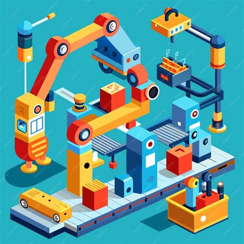 Robot Arm Assembly Line Illustration Vector Illustration Premium Ai Generated Vector