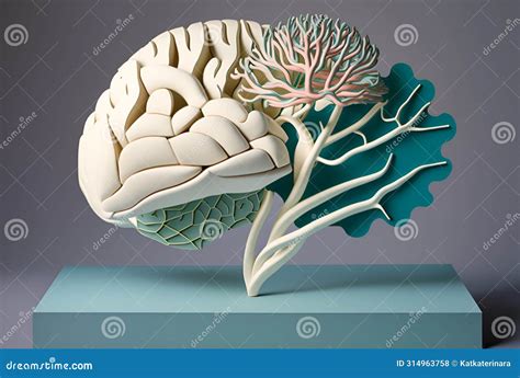 3d Image Of A Biological Human Brain In The Style Of Floral Still