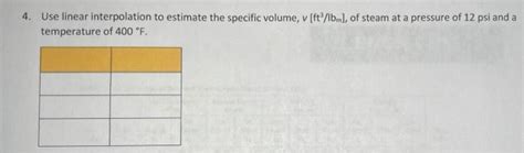 Solved 4 Use Linear Interpolation To Estimate The Specific