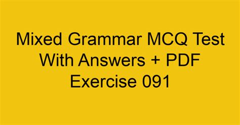 Determiners Grammar Test Exercises Multiple Choice Questions With