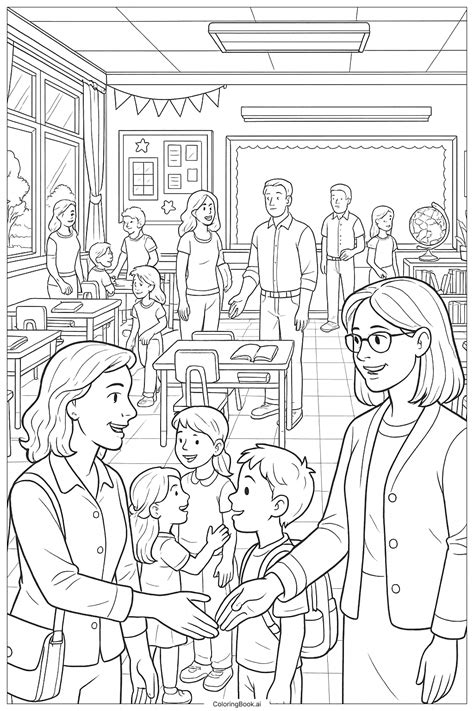 Página Para Colorear Reunión De Padres Con El Maestro Regreso A Clases