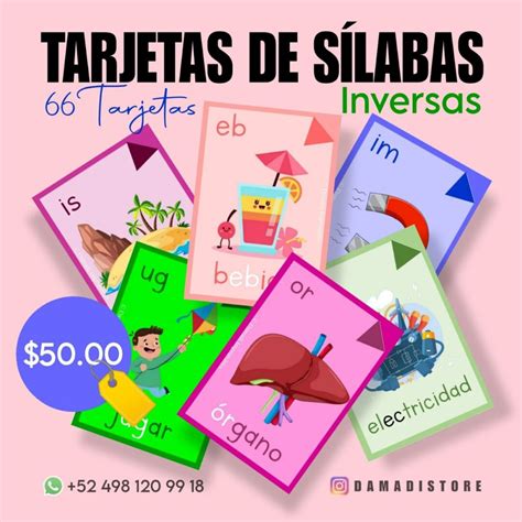 Tarjetas De Las Sílabas Inversas 70 Tarjetas