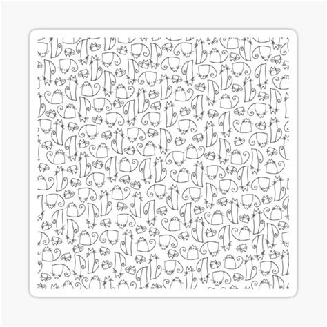 Tinkle Cat Hand Drawn Black And White Pattern Sticker For Sale By Luciafontes Redbubble