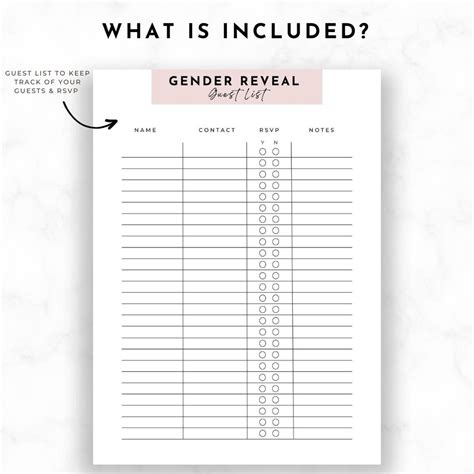 Gender Reveal Checklist Printable Gender Reveal Planner Printable