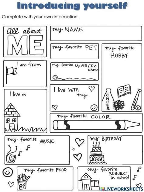 All About Me Online Exercise For Primaria All About Me Worksheet How