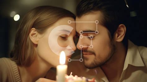 Imagen Romántica De Una Pareja Celebrando Con Una Tarta De Cumpleaños