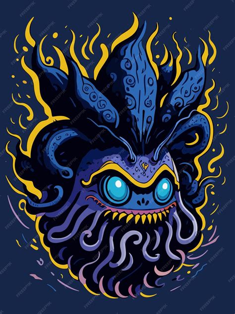 Premium Vector A Cute Little Monster With Worm Hair Artwork Illustration In Chibi Artstyle
