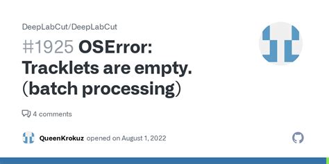 Oserror Tracklets Are Empty Batch Processing · Issue 1925