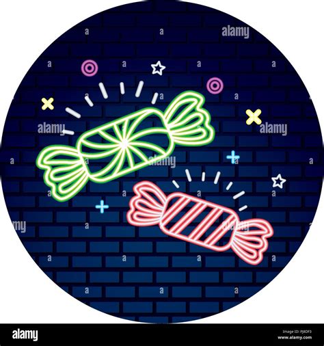 Two Sweet Candies Wrapper Confetionery Neon Stock Vector Image And Art Alamy