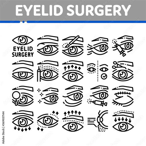 Eyelid Surgery Healthy Collection Icons Set Vector Eyelid Surgery