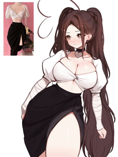 Rule 34 1girls Big Breasts Breasts Brown Eyes Brown Hair Choker