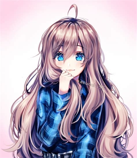 Safebooru 1girl 3 Ahoge Bangs Belt Belt Buckle Blue Eyes Blue Shirt