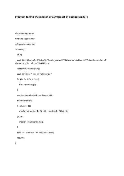 Median C Finding Median Using C Program To Find The Median Of A