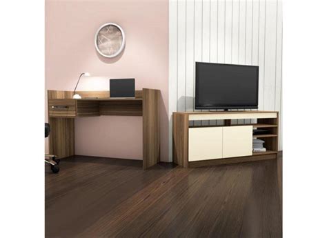 Conjunto Rack Para Tv Até 48 Polegadas 2 Portas E Escrivaninha Multiuso 1 Gaveta Estilare