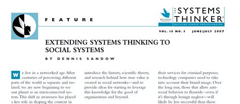 The Systems Thinker Extending Systems Thinking To Social Systems The Systems Thinker