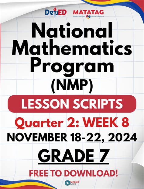 Grade 7 Nmp Lesson Scripts Q2 Week 8 November 18 22 2024 Deped Click