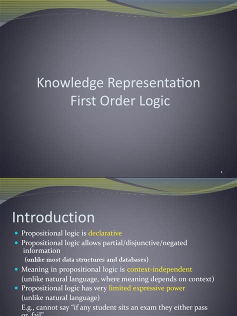 Knowledge Representation First Order Logic Pdf First Order Logic