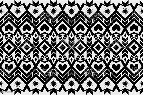 Black And White Geometric Ethnic Seamless Pattern Design For Wallpaper