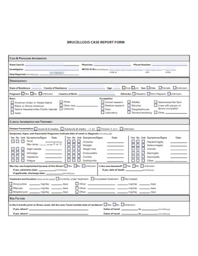 Free 20 Case Report Form Samples In Pdf