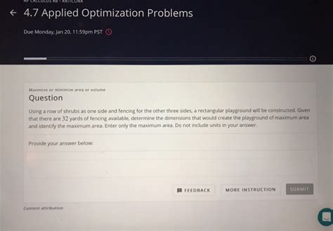 Solved Ap Calculus Ab Anticona € 4 7 Applied Optimization