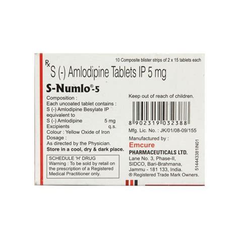Numlo 5mg Tablet Uses Dosage Side Effects Emcure
