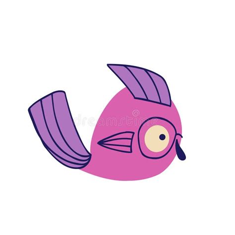 Strange Fish Character Cute Bizarre Comic Characters In Modern Flat