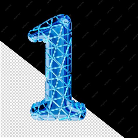 Premium Psd Blue Ice 3d Symbol With Triangular Sections Number 1
