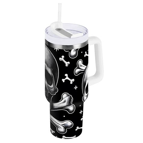 Cool Skull And Crossbones 40 Oz Tumbler With Handle And Straw Lid