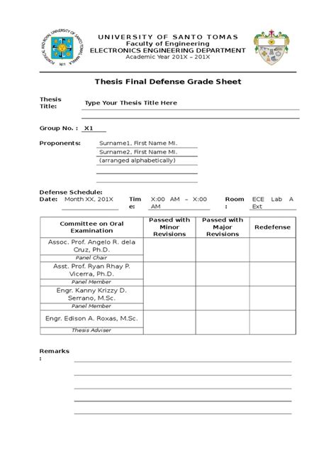 Thesis Grade Sheet Sample Pdf