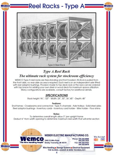 Wemco Storage Systems Reel Rack Type A Wire Handling