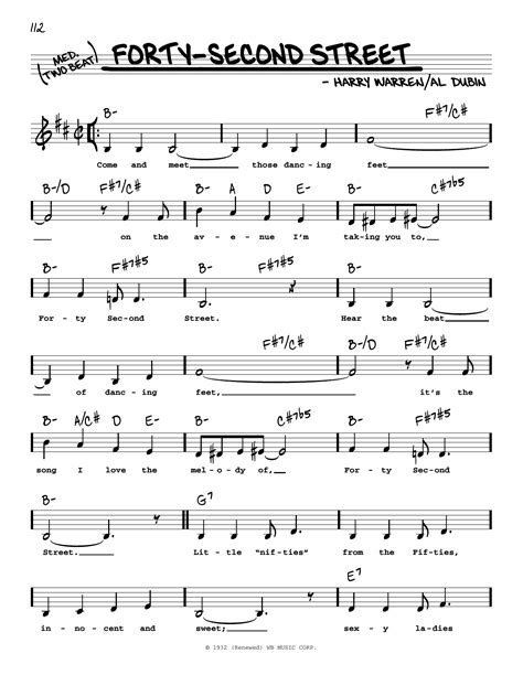 Forty Second Street Low Voice By Harry Warren And Al Dubin Sheet