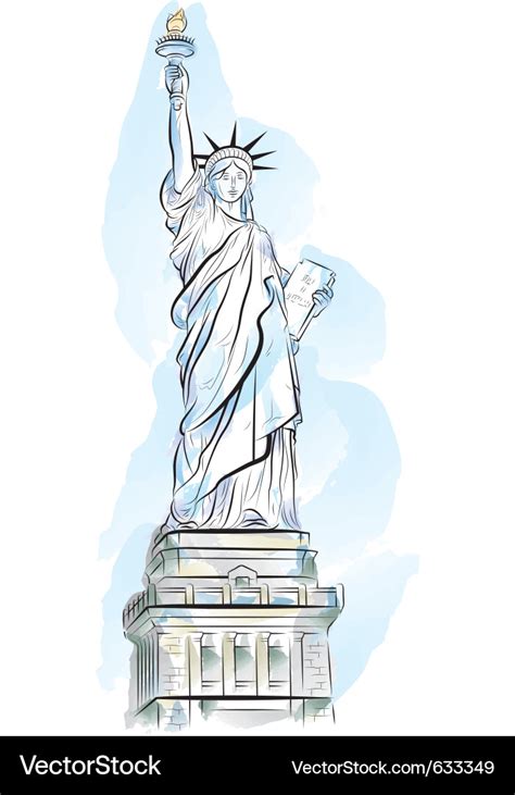 Drawing Color Statue Of Liberty In New York Usa Vector Image