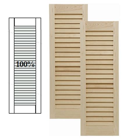 Traditional Wood Open Louver Shutters W Full Louver Louvered