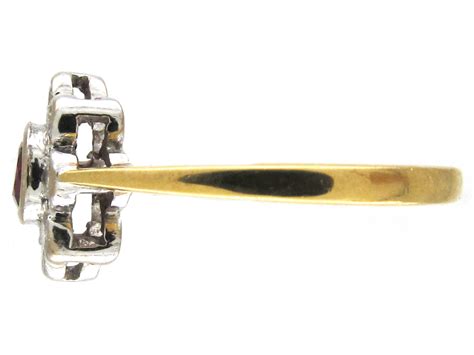 Ruby And Diamond Cluster Ring 65f The Antique Jewellery Company