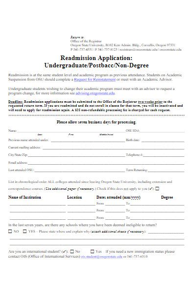 FREE 50 Readmission Forms Download How To Create Guide Tips