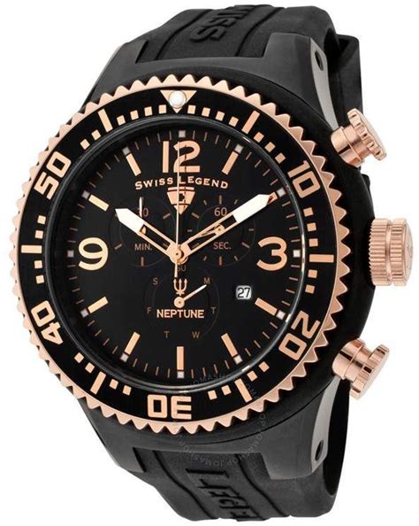 Swiss Legend Neptune Chronograph Black Dial Black Ion Plated Mens