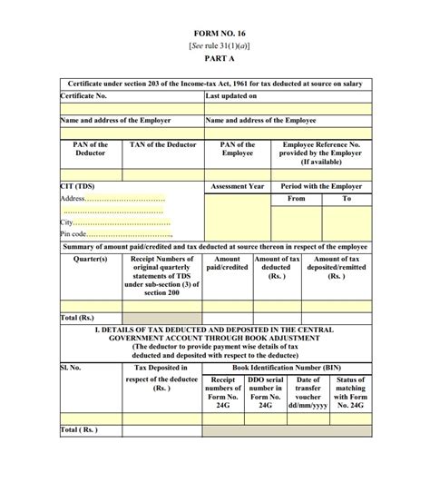 Income Tax Return Form 16