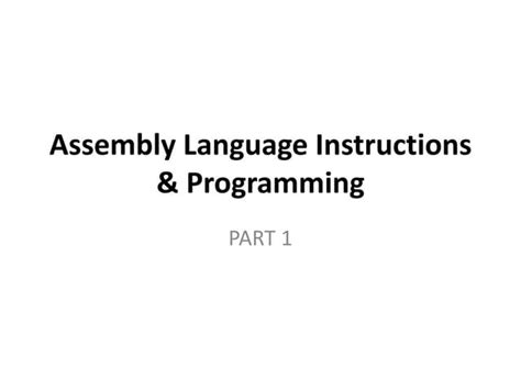Assembly Language Instructions And Programmingpptx