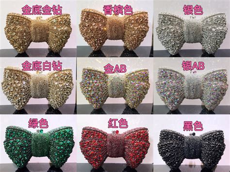 欧美宴会小礼服带钻蝴蝶结镶钻晚宴包手拿石包女new Bow Clutch 手拿包 淘宝百科网