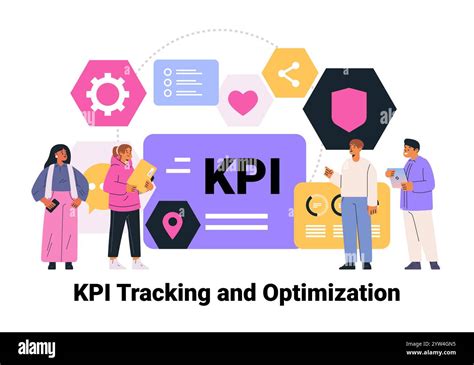 Kpi Tracking And Optimization Concept People Analyzing Data Colorful Icons Teamwork Digital Kpi Tracking And Optimization Concept People Analyzing Data Colorful Icons Teamwork Digital