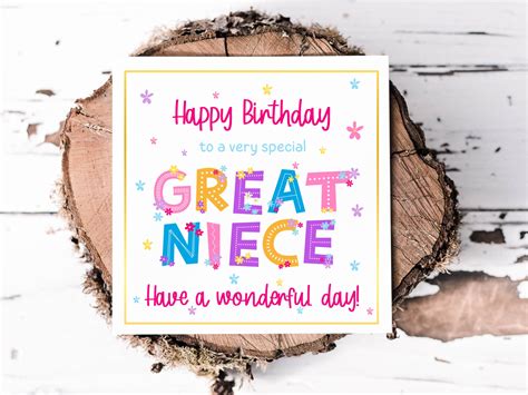 Cute Fun Happy Birthday Card For A Special Great Niece Bright