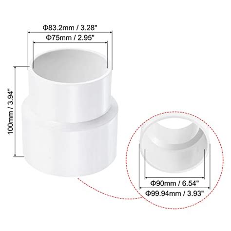 Patikil Pvc Reducer Pipe Fitting 90mm To 75mm Id 2 Pack Straight
