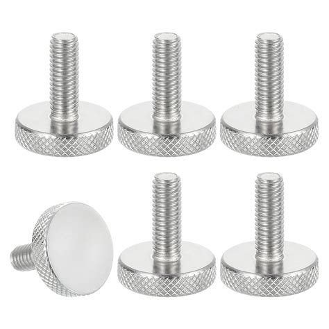 Uxcell M6x16mm Knurled Thumb Screws 304 Stainless Steel Flat Head