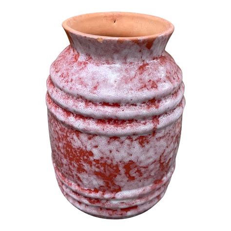 Vintage White And Brick Red Glazed Terracotta Pottery Chairish